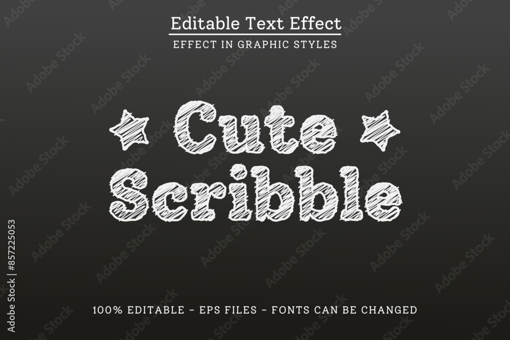 scribble text effect template with cute font concept use for school ...