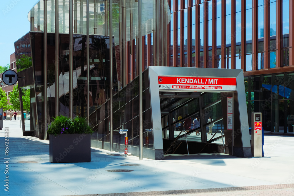 Cambridge, USA - 14 June 2024. Kendall-MIT red line station inbound ...