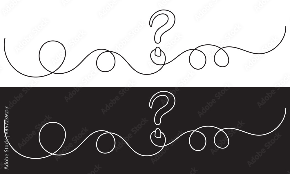 Question mark linear background. One continuous line drawing of ...