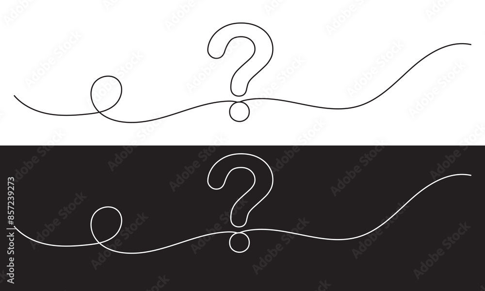 Question mark linear background. One continuous line drawing of ...