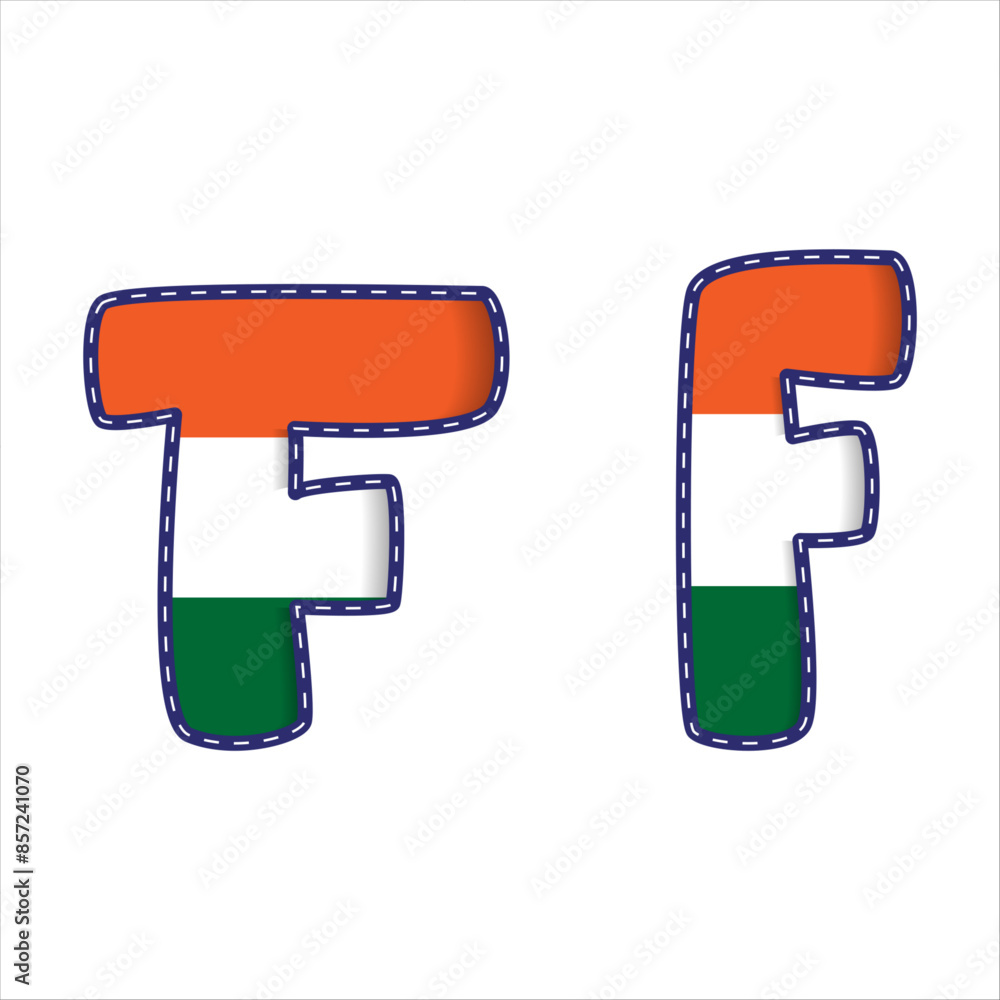 F Alphabet Capital and Small Letter INDIA Independence Day and India ...