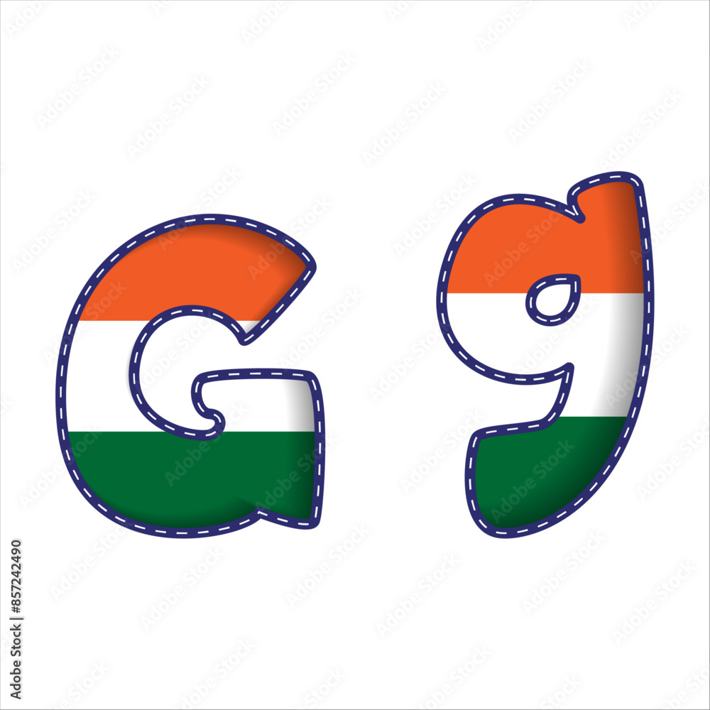 G Alphabet Capital and Small Letter INDIA Independence Day and India ...