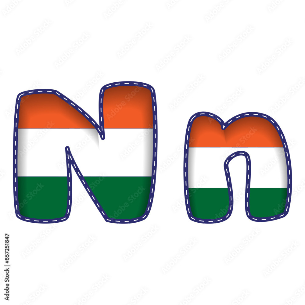 N Alphabet Capital and Small Letter INDIA Independence Day and India ...