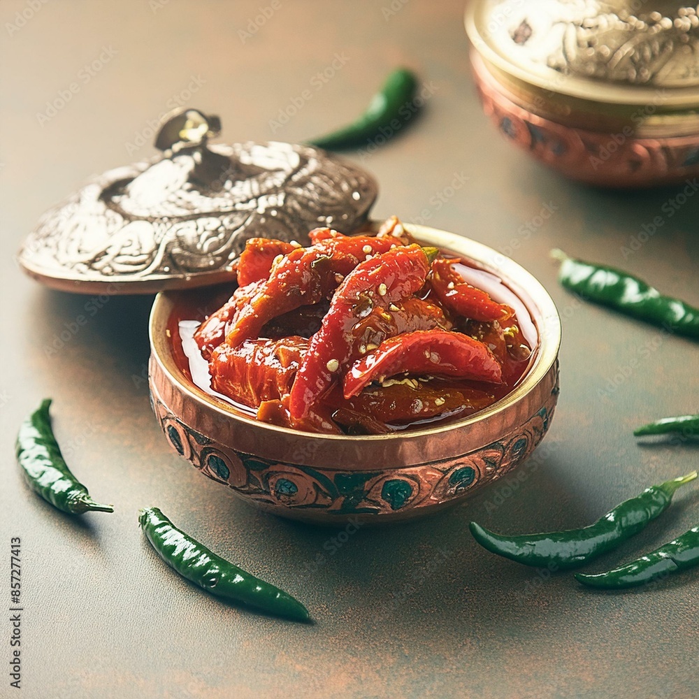 Indian Homemade Red Chilli Pickle Also Know as Mirchi Ka Achar, Loncha ...