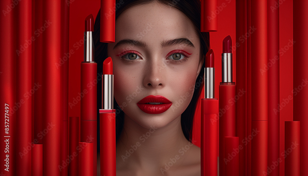 Mega Cute Red Lipsticks and Red Lollipops, Realistic Smile ...