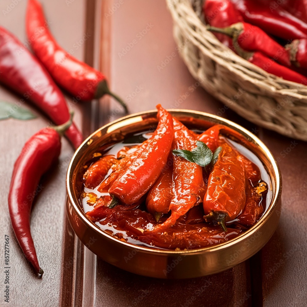 Indian Homemade Red Chilli Pickle Also Know as Mirchi Ka Achar, Loncha ...