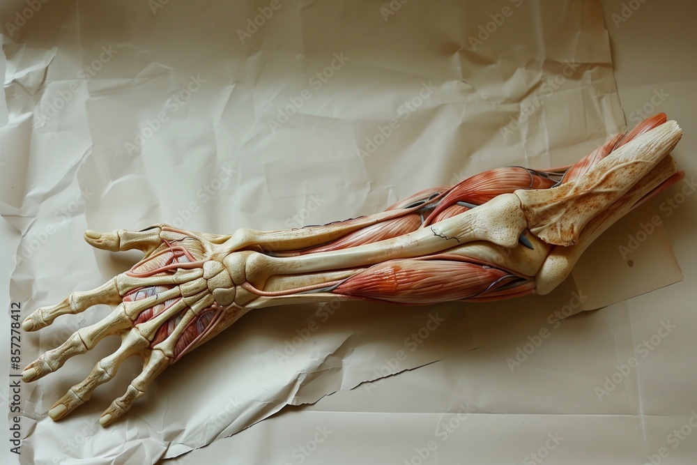 Structure of the arm muscles, anatomy of the veins with ligaments ...
