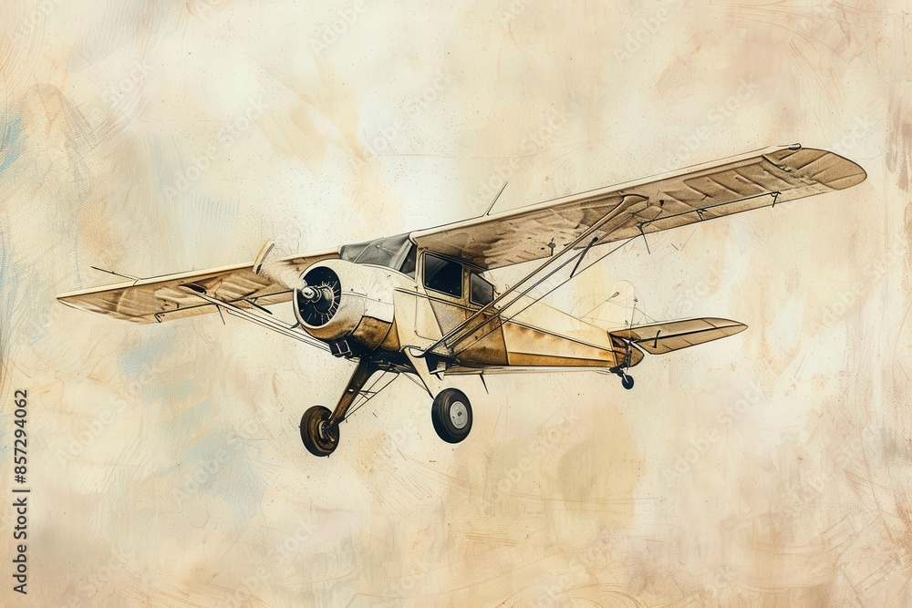 Exploring the skies: a classic sketch of a white plane descending with ...