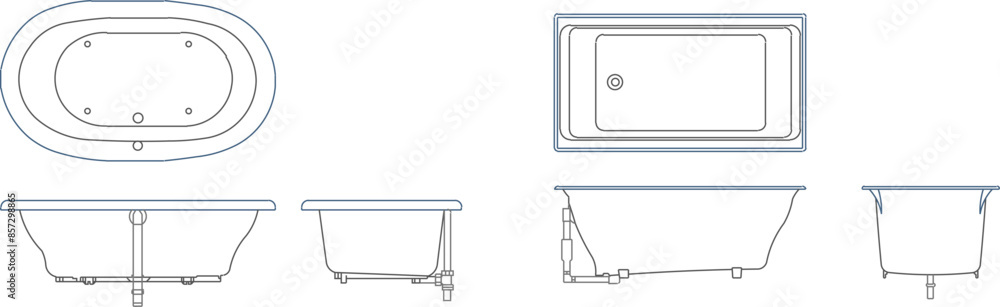 Vector silhouette illustration sketch of detailed design of a jacuzzi ...