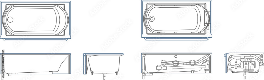 Vector silhouette illustration sketch of detailed design of a jacuzzi ...