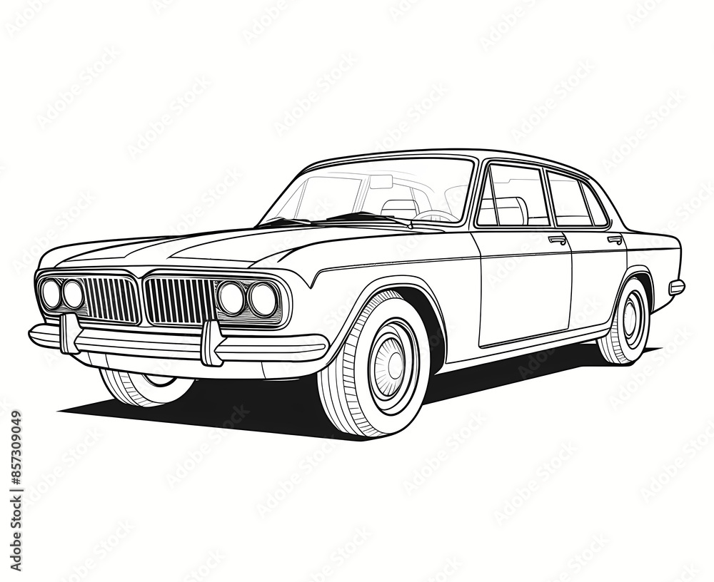 vintage car line art vector illustration creative design isolated on ...