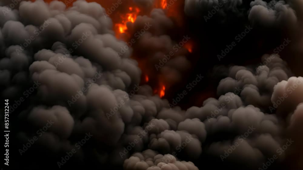 Realistic Massive Fire and Smoke Explosion. Footage for Disaster Movies ...