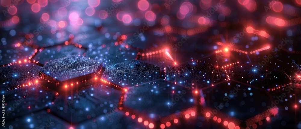 Hightech 8k uhd background with interconnected glowing hexagonal ...
