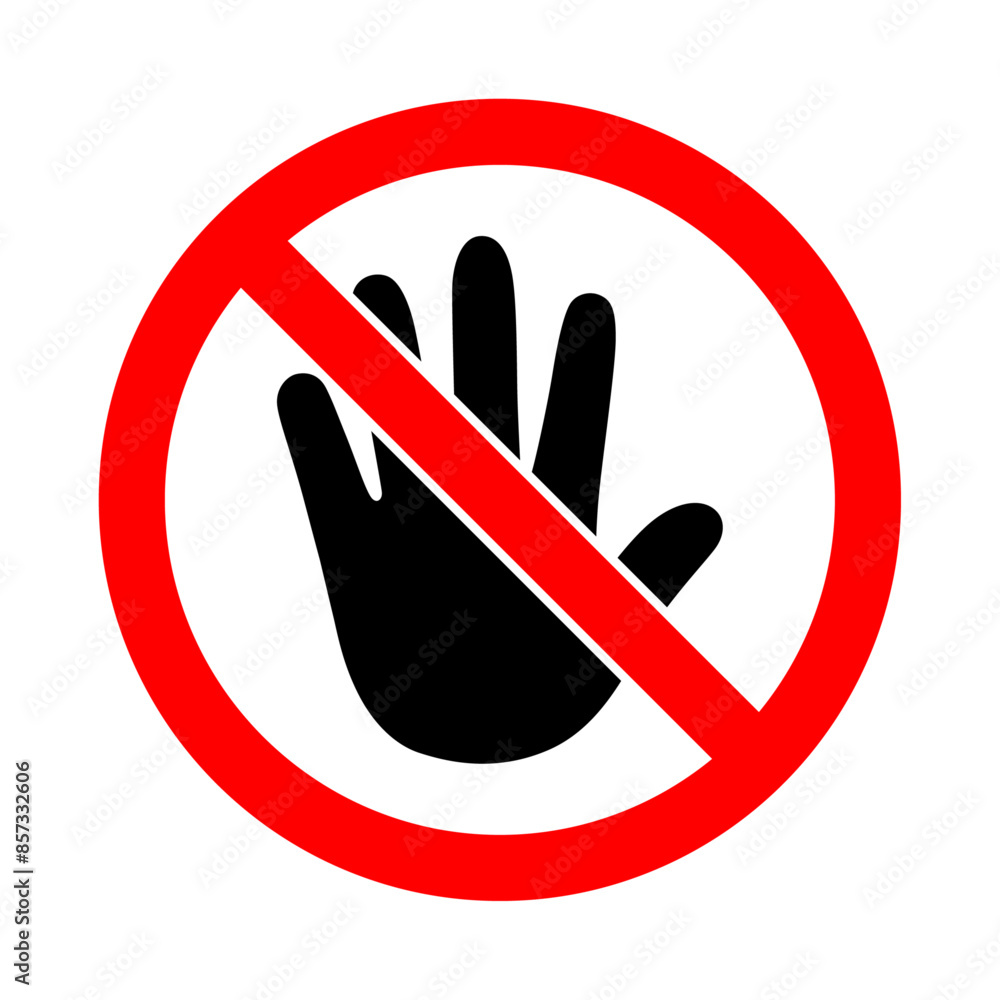 Stop hand or no entry area sign red prohibited ban symbol in red and ...