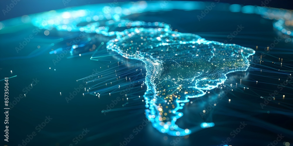 Digital map of South America with network connectivity data for ...
