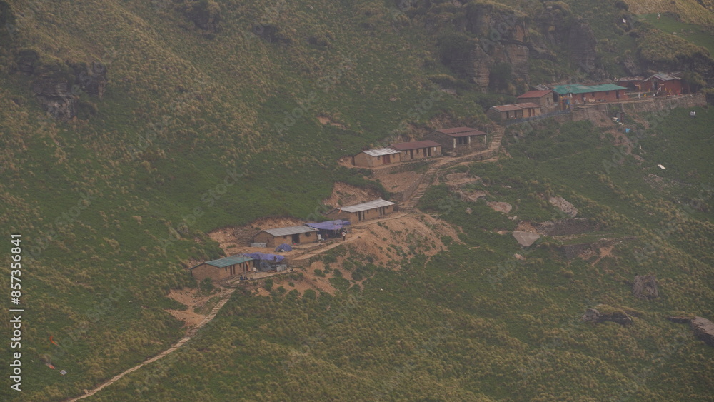 Rudranath Temple, trek aerial viewUttarakhand Stock Photo | Adobe Stock