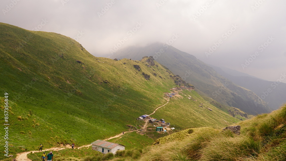 Rudranath Temple, trek aerial viewUttarakhand Stock Photo | Adobe Stock