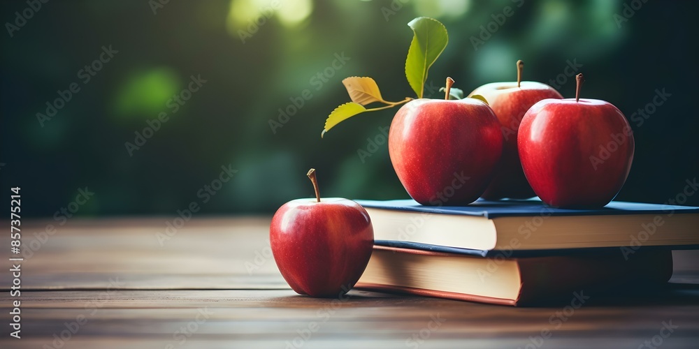 Children learning in a classroom with apple decorations on school desks ...