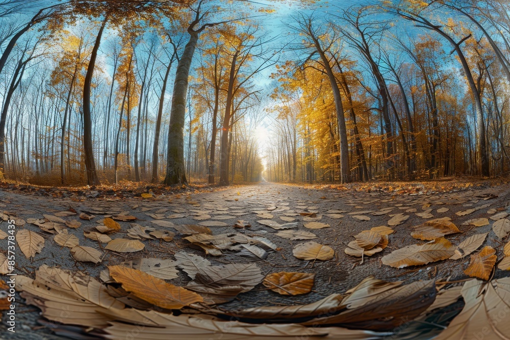 Autumn forest HDRI panorama for AR and VR with a 360 degree view on a ...