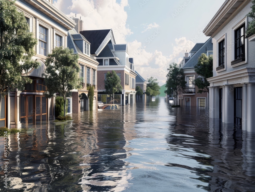 Floodwater Reaching Second Floor of Buildings During Urban Flooding ...