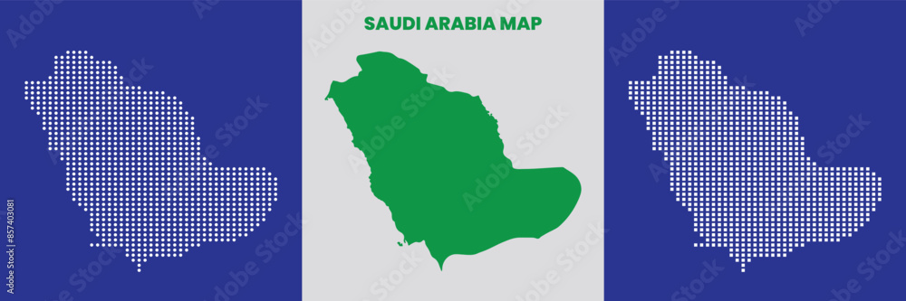 Saudi Arabia Dotted map. Vector geographic map on white and blue ...