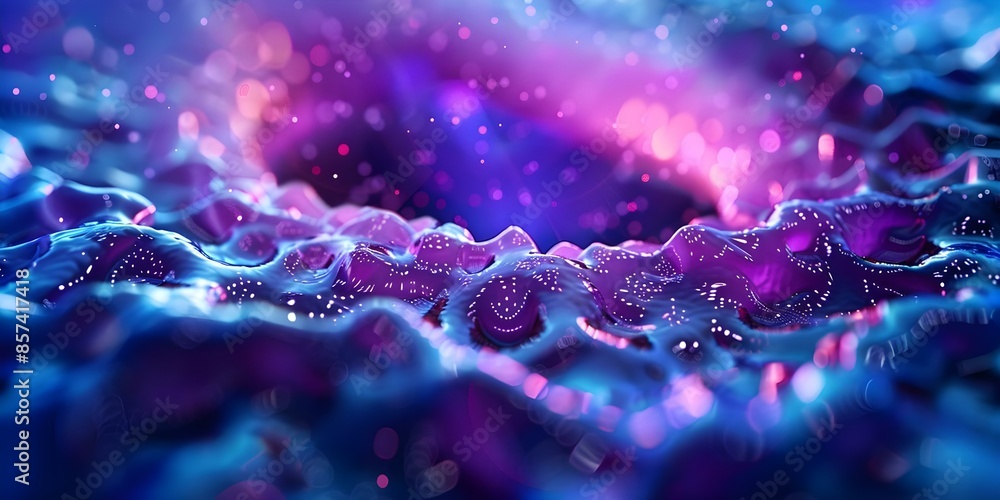 Illuminated stomach with rippling mucosa and textures showing digestion ...