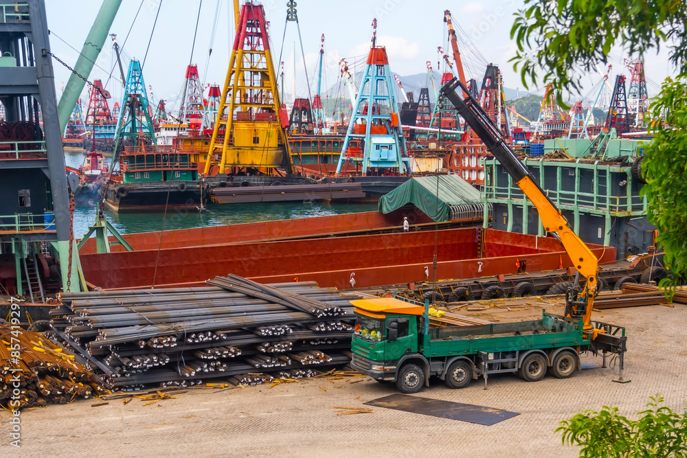 Metal crane truck reinforcement loading port construction reinforcement ...
