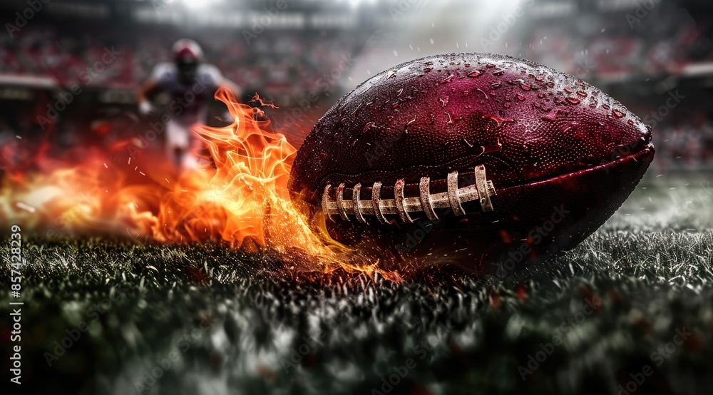 Electrifying moment: a football on fire soaring air amidst players in ...