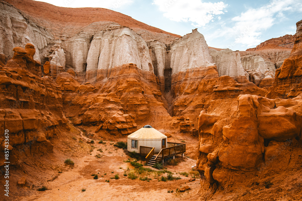 Camping yurt in Goblin Valley, Utah. Natural beauty of Goblin Valley ...