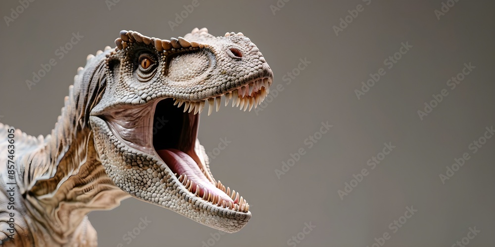 Carnotaurus dinosaur with open mouth displaying sharp teeth. Concept ...