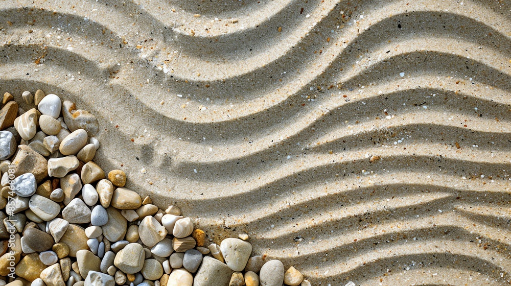 Pebbles and sand create a beautiful and relaxing image. The perfect ...