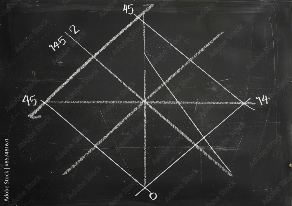 Chalkboard Diagram with Number Lines and Cross Sections Stock ...