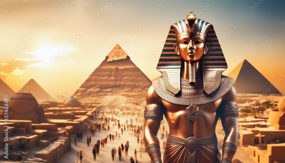 Ancient Egypt - A bustling scene in ancient Egypt with pyramids ...