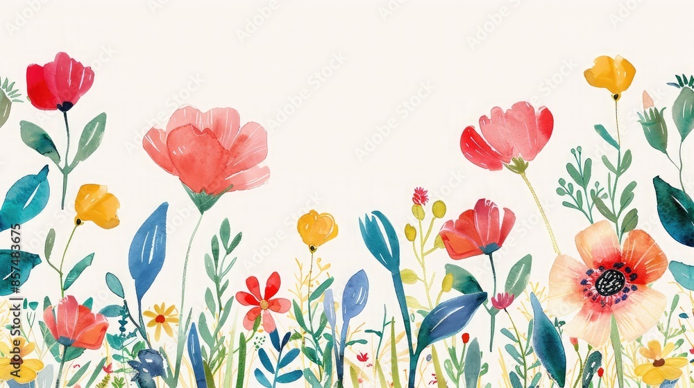 Garden party invitation with a floral border - An invitation card for a ...