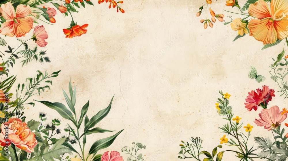 Garden party invitation with a floral border - An invitation card for a ...