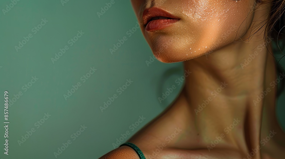 Healthy, skin and body closeup on woman, shoulder or natural glow and ...