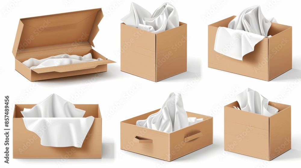 Realistic tissue box mockup set from different angles, 3d vector ...