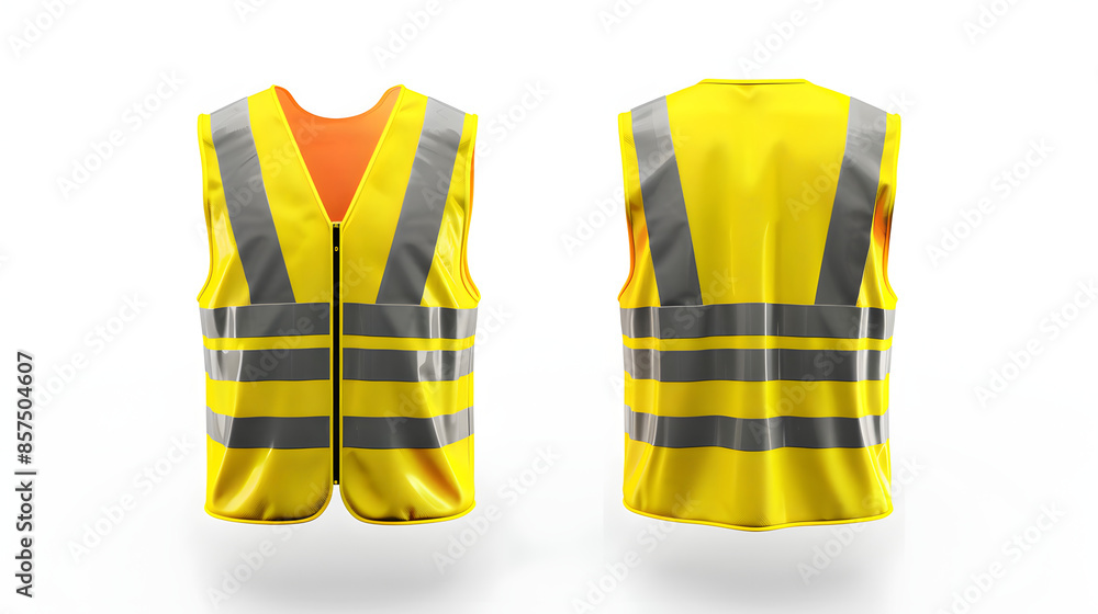 safety vest mockup front and back view isolated on white background ...