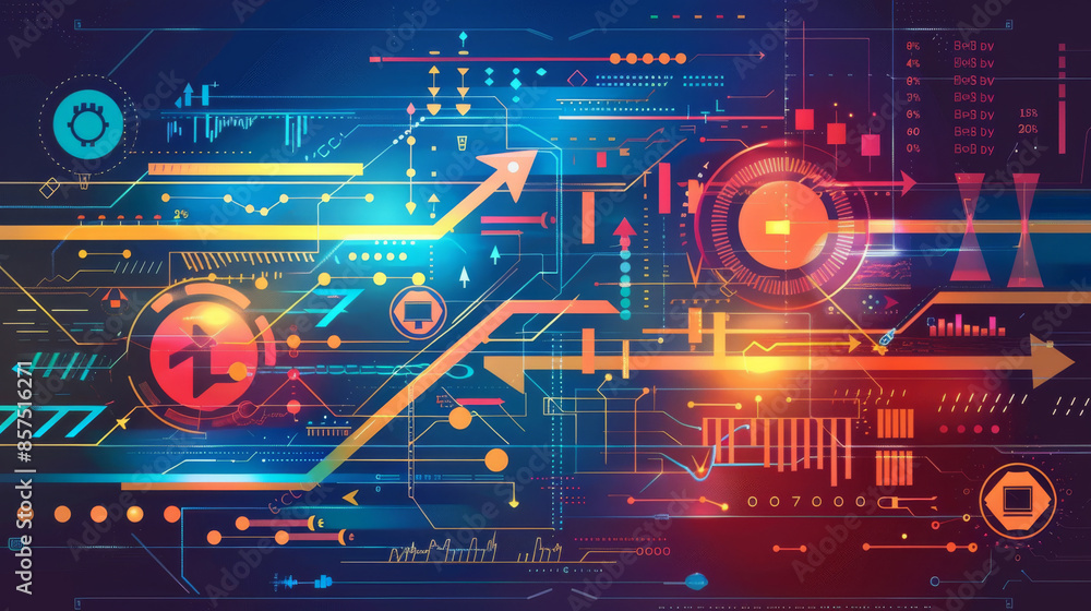 Technology background with arrow chart, showing digital transformation ...