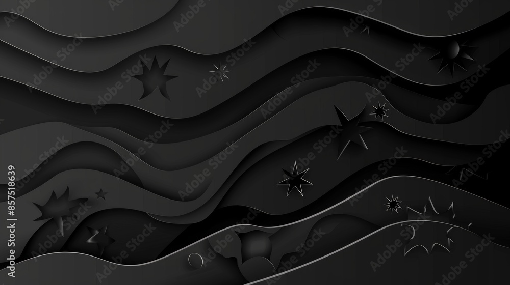 black background with intricate papercut designs forming starburst ...