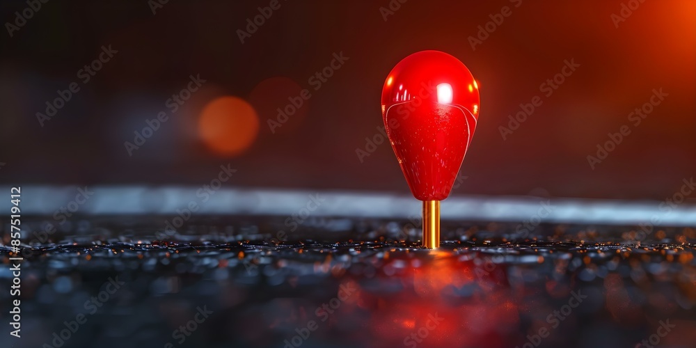 3D rendering of a shiny red pin indicating a delivery or location on a ...