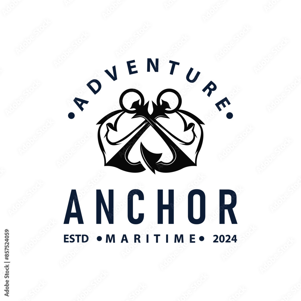 Marine ship vector anchor logo simple minimalist design anchor ...