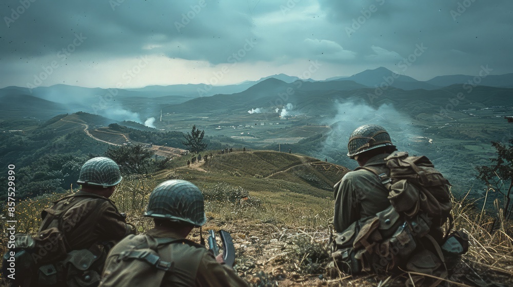Battle of Pusan Perimeter in South Korea, 1950, featuring soldiers ...