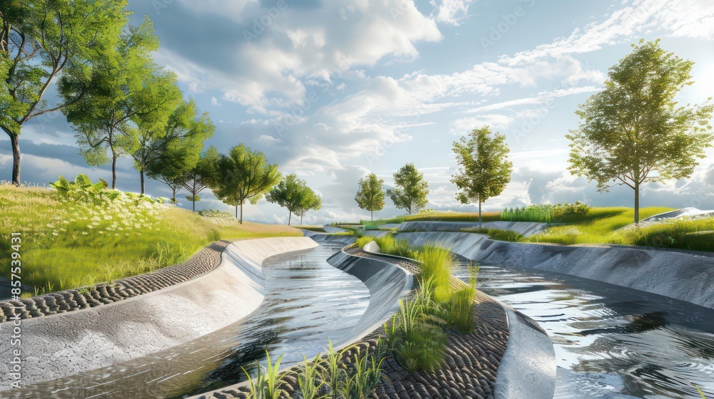 Water harvesting landscape to catch store and re-use storm water, rain ...