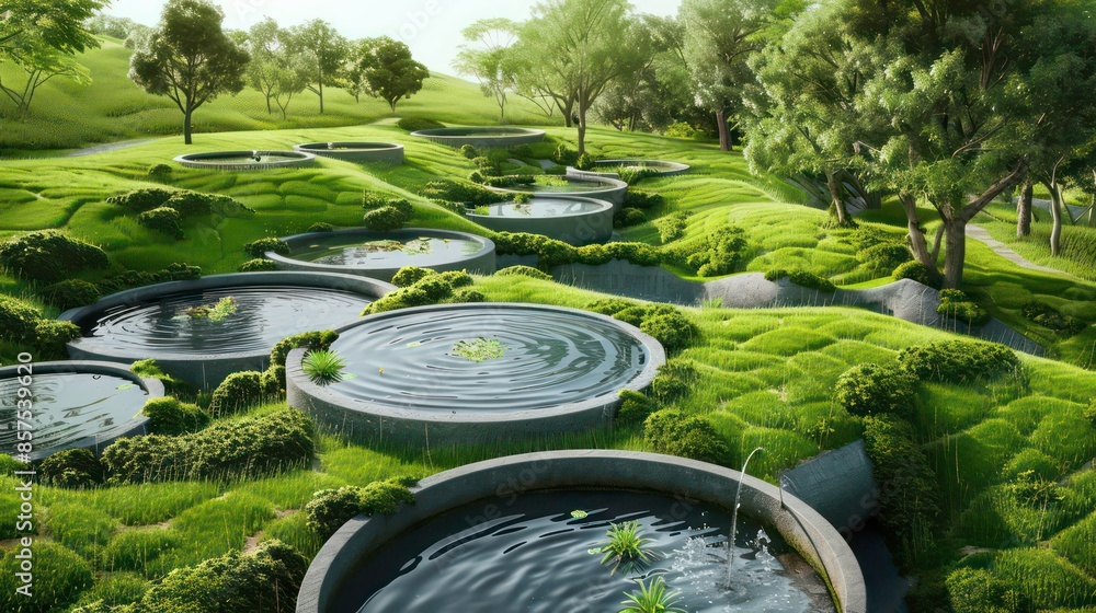 Water harvesting landscape to catch store and re-use storm water, rain ...