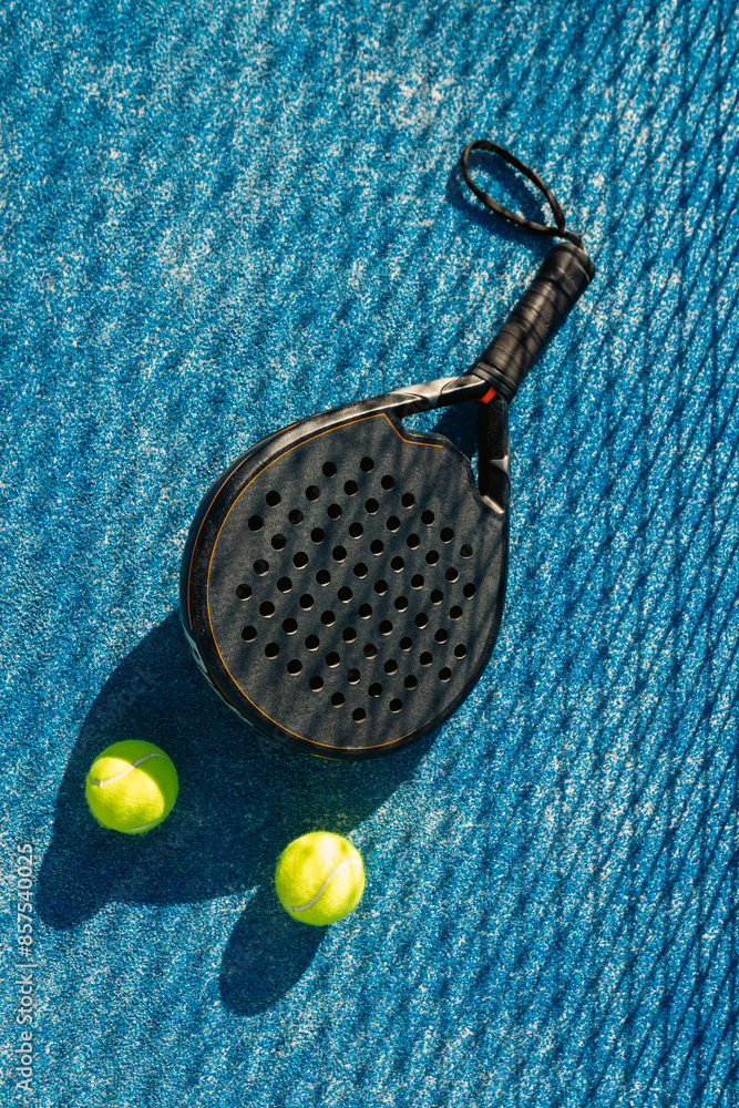 Foto de Padel tennis racket. Background with copy space. Sport court ...