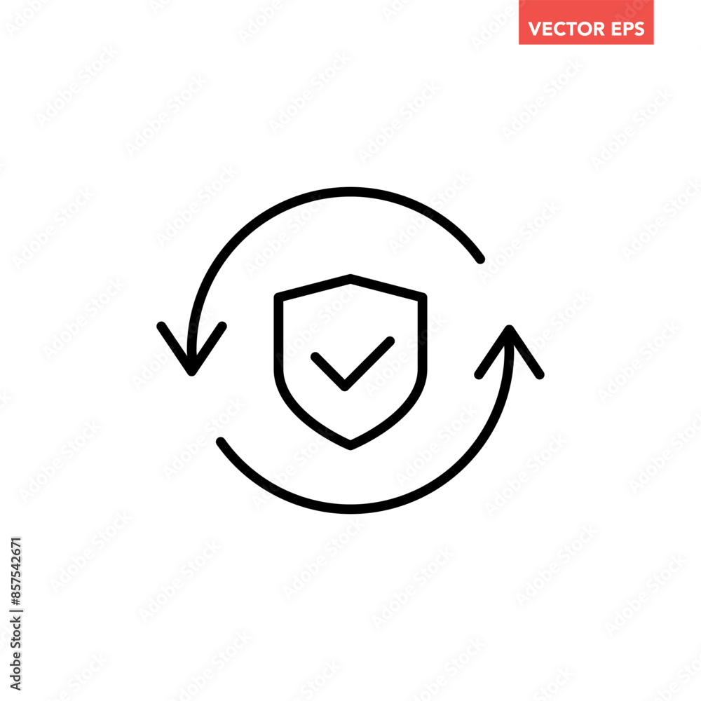 Black single protection system updated successful thin line icon ...
