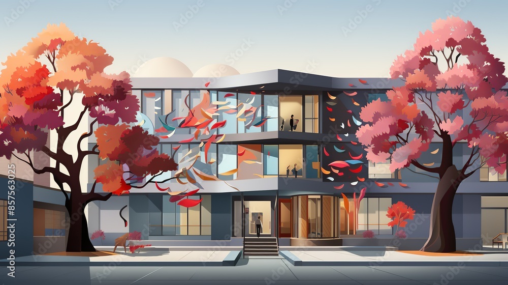 The exterior of a police station featuring a powerful paper art mural ...