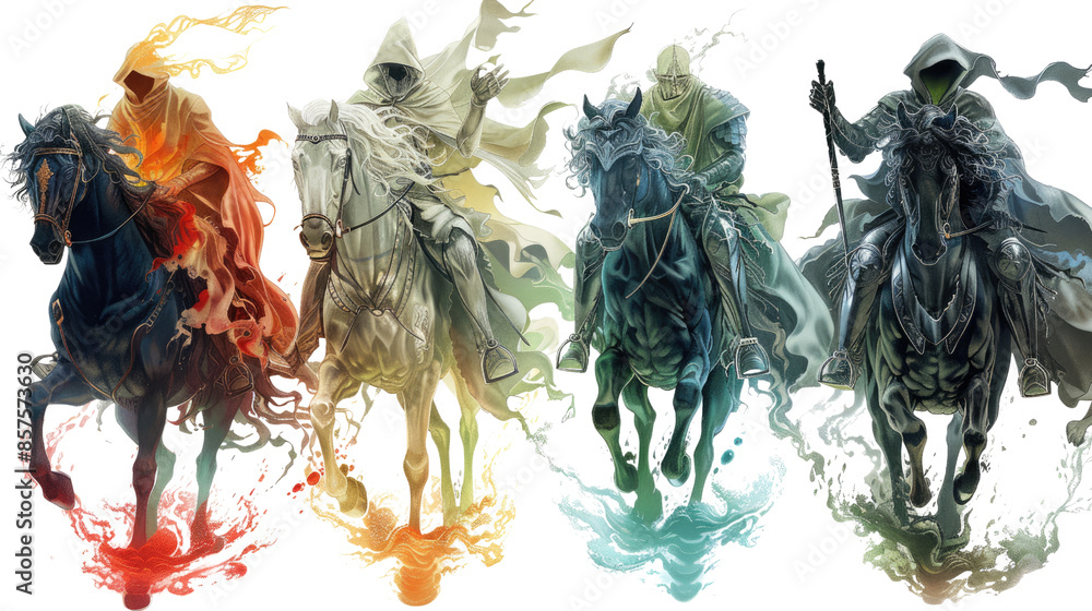 Four horsemen of the apocalypse on a transparent background Stock Photo ...