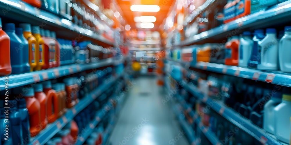 Auto parts store with neatly arranged shelves filled with automotive ...